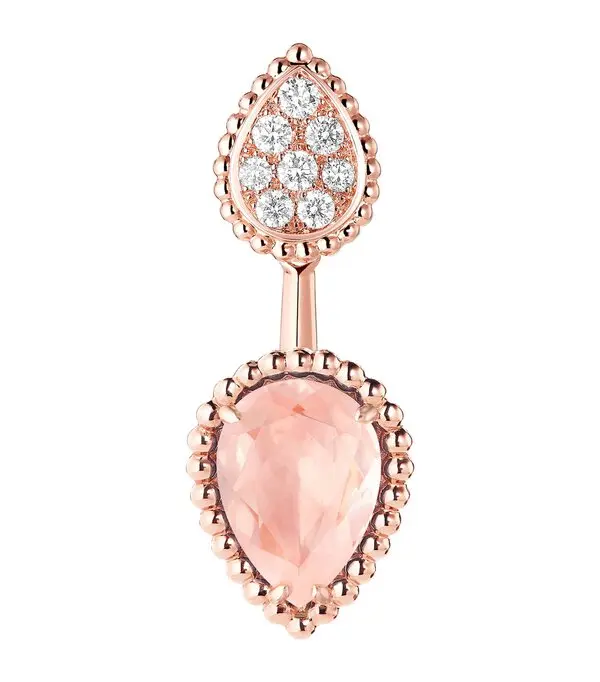 Boucheron Rose Gold, Diamond, And Quartz Serpent Bohème Single Earring - Pink