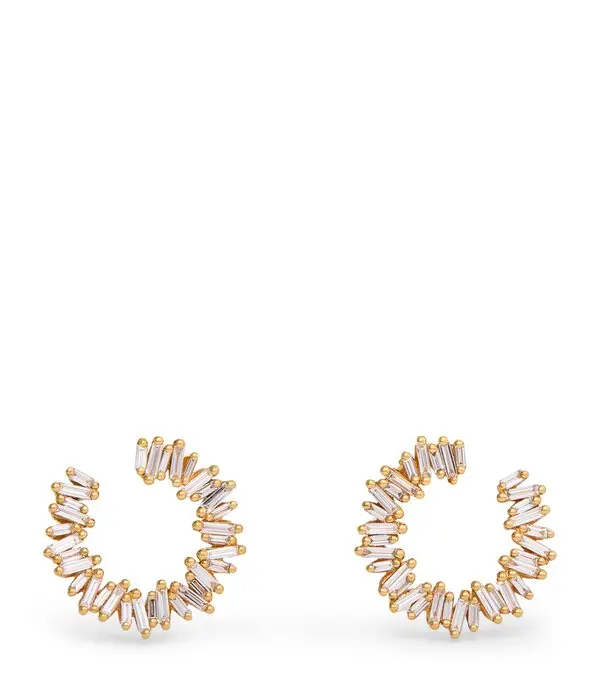 SUZANNE KALAN Yellow And Diamond Mini Hoop Earrings - Gold