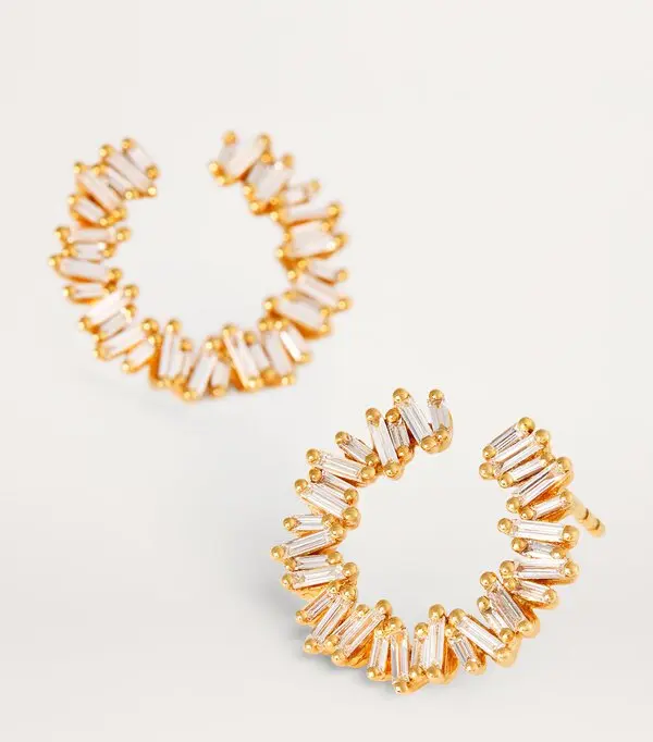 SUZANNE KALAN Yellow And Diamond Mini Hoop Earrings - Gold