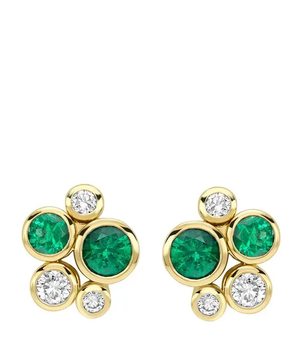 BOODLES Yellow Diamond And Emerald Stud Earrings - Gold