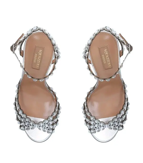 AQUAZZURA Tequila Embellished Stiletto Sandals - Silver