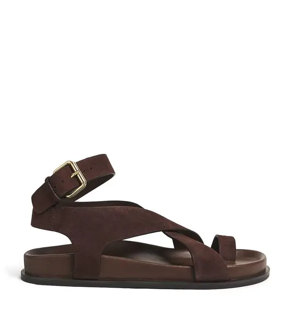 A.emery Jalen Suede Ankle Strap Sandals - Brown