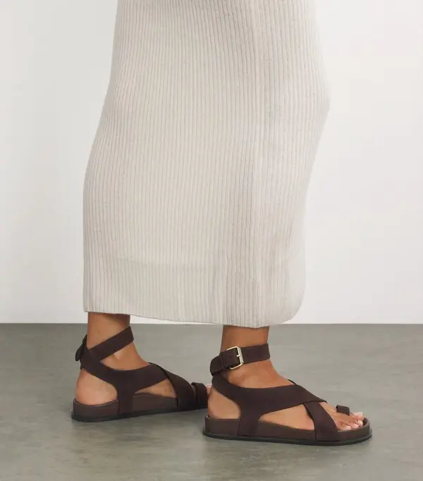 A.emery Jalen Suede Ankle Strap Sandals - Brown