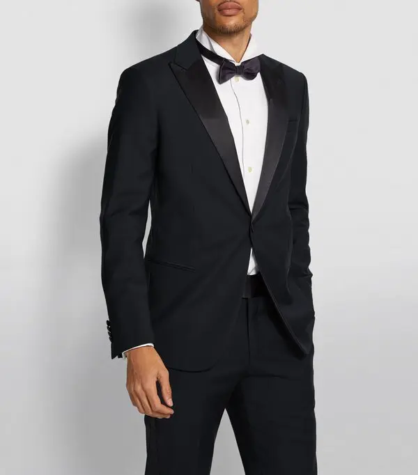 Giorgio Armani Silk-trimmed Tuxedo Suit - Blue