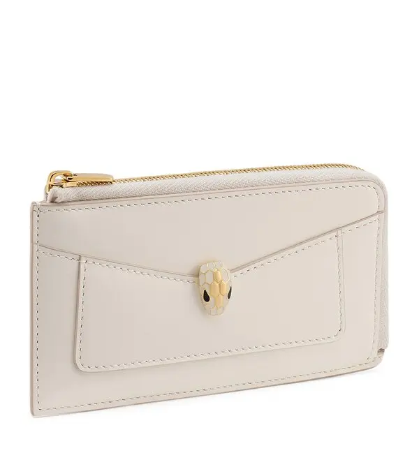 BVLGARI Serpenti Forever Zipped Card Holder - White