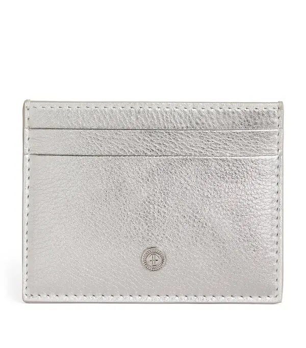 Harrods Leather Metallic Card Holder - Silver