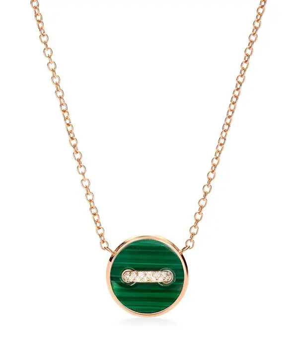 Pomellato Diamond, Mother-of-pearl And Malachite Pom Pom Dot Necklace - Rose Gold