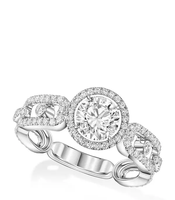 Messika Move Link White Gold And Diamond Ring - Silver