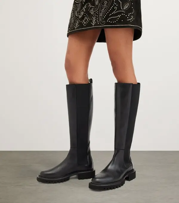 ALLSAINTS Leather Knee-high Chelsea Boots - Black