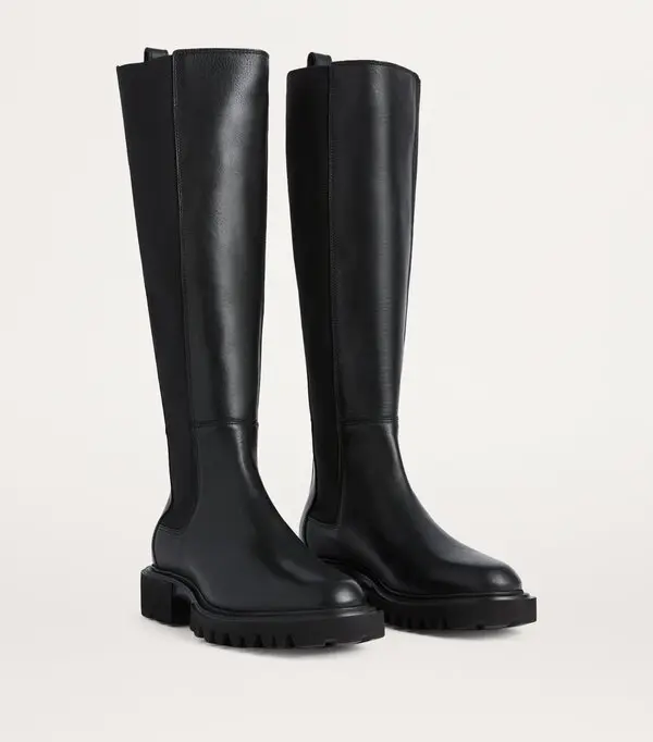 ALLSAINTS Leather Knee-high Chelsea Boots - Black