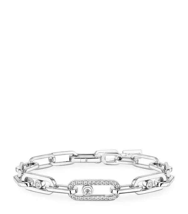 Messika Move Link White Gold And Diamond Chain Bracelet - Silver