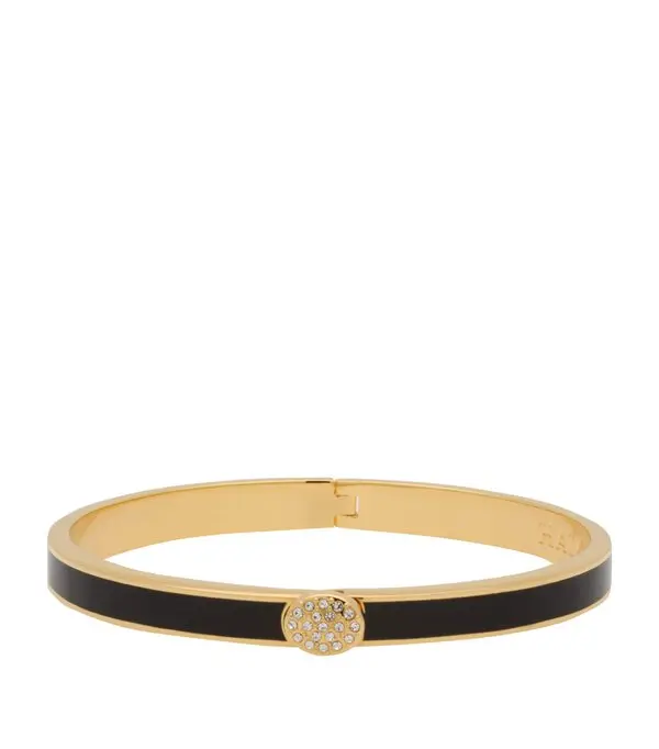 Halcyon Days Gold-plated Crystal Button Bangle - Black