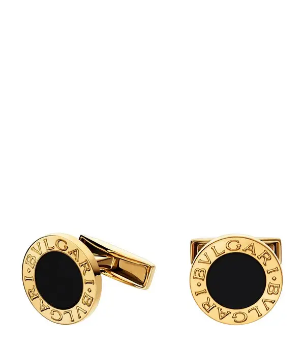 BVLGARI Yellow And Black Onyx Cufflinks - Gold