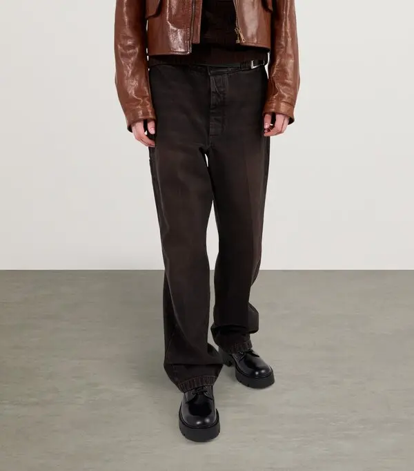 Prada Leather Logo Plate Lace-up Boots