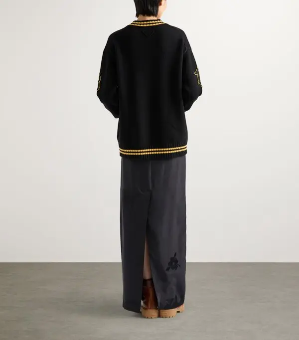 Prada Wool-cashmere Varsity Cardigan