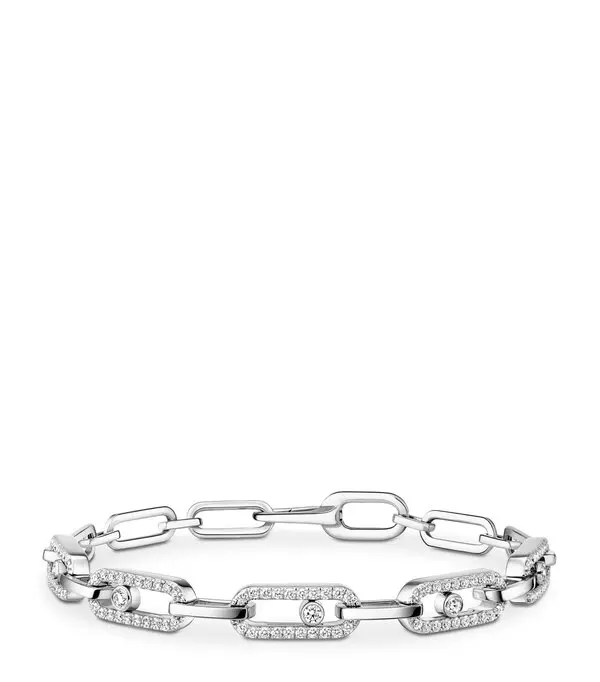 Messika Move Link White Gold And Diamond Bracelet - Silver