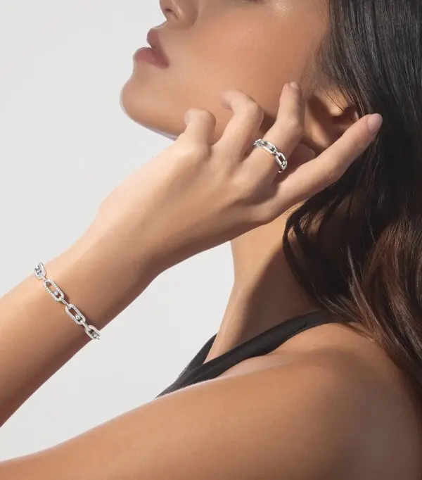 Messika Move Link White Gold And Diamond Bracelet - Silver