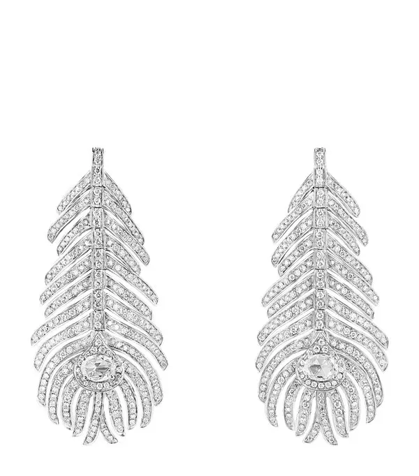 Boucheron Plume De Paon Diamond Earrings - White