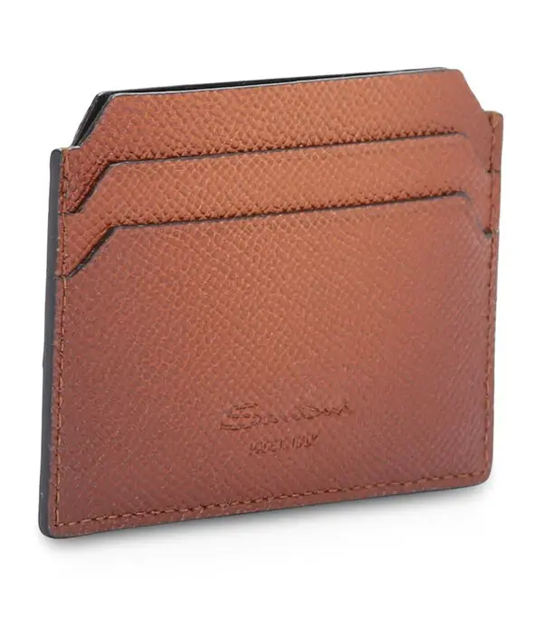 Santoni Leather Card Holder - Brown
