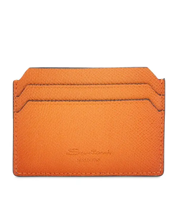 Santoni Leather Card Holder - Orange