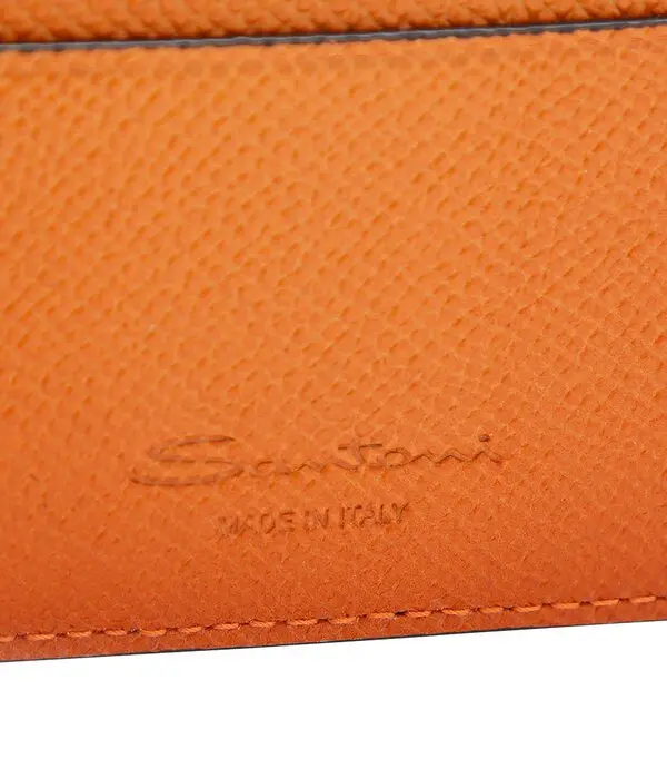 Santoni Leather Card Holder - Orange