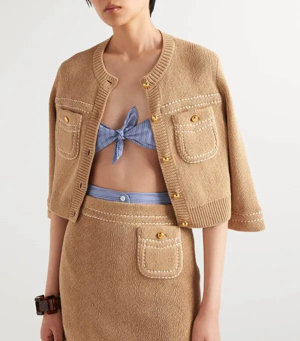 Prada Cotton Cardigan With Contrast Stitching