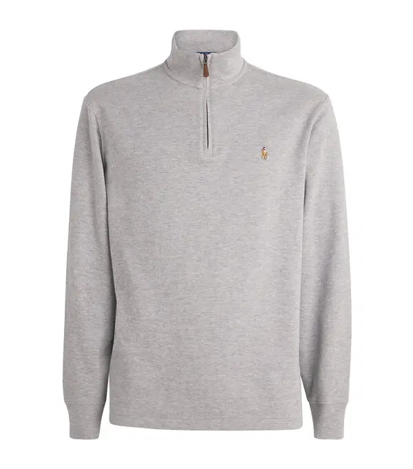 Polo Ralph Lauren Cotton Quarter Zip Sweater - Grey