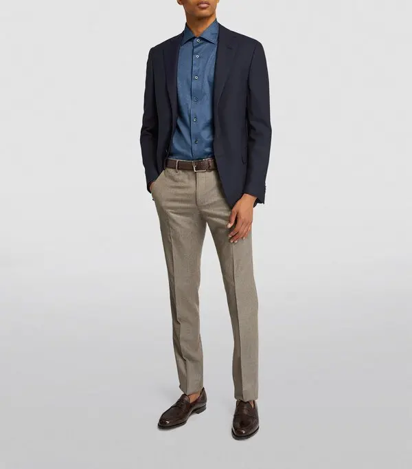 Corneliani Hopsack Wool Blazer - Navy