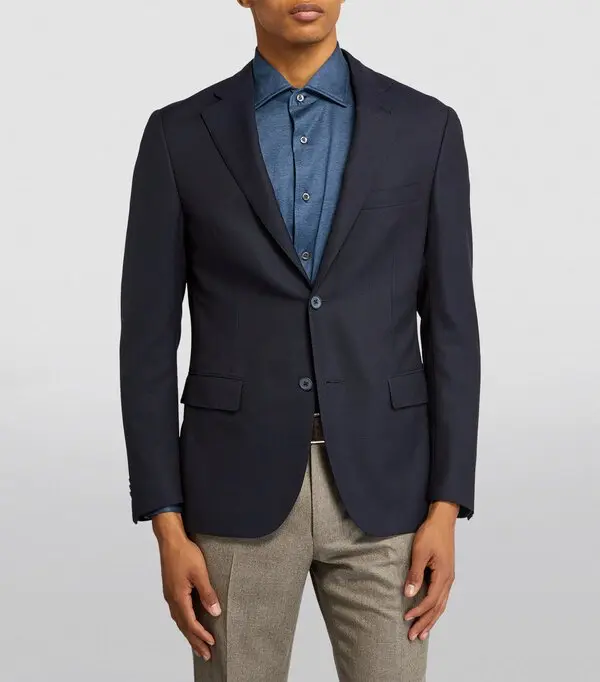 Corneliani Hopsack Wool Blazer - Navy