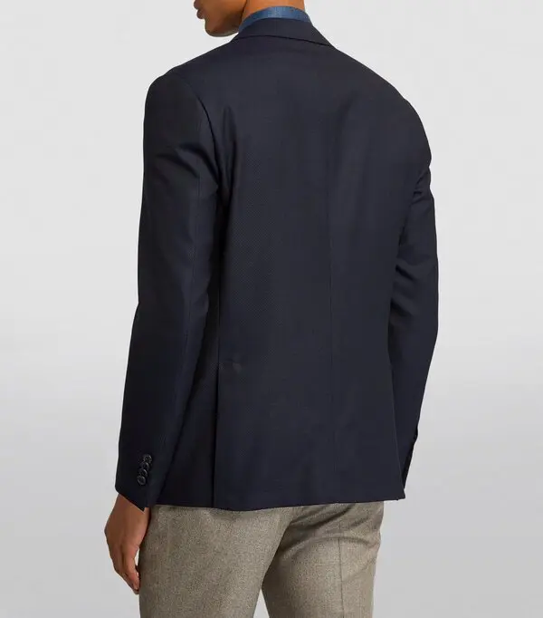 Corneliani Hopsack Wool Blazer - Navy