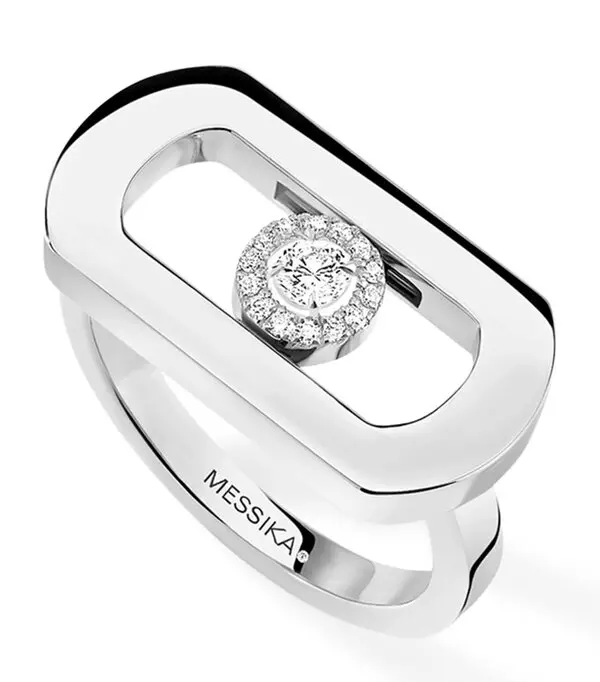 Messika So Move White Gold And Diamond Signet Ring - Silver