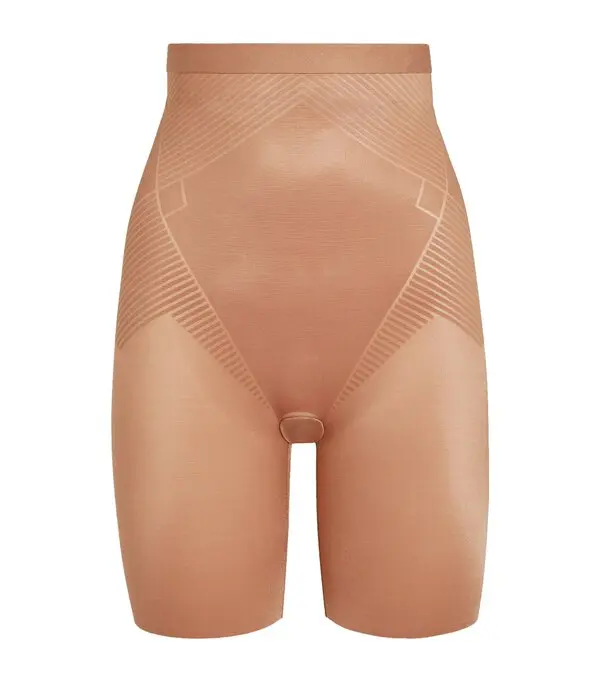 Spanx Shape Invisible High-waist Mid-thigh Shorts Medium Control - Brown