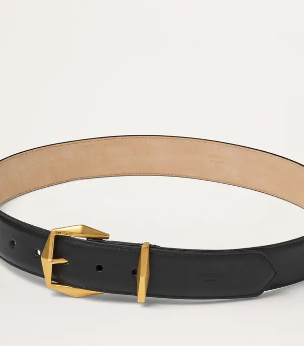 JIMMY CHOO Leather Diamond Clasp Belt