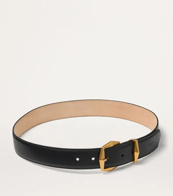 JIMMY CHOO Leather Diamond Clasp Belt
