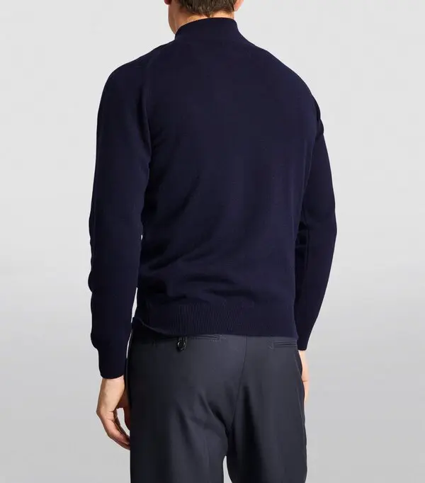 Harrods Cashmere Zip-up Sweater - Navy
