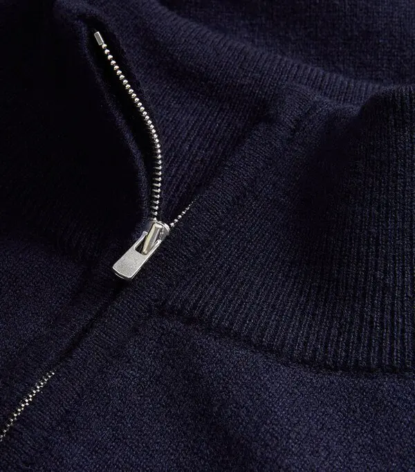 Harrods Cashmere Zip-up Sweater - Navy