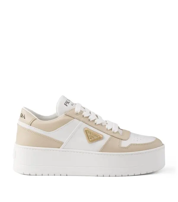 Prada Leather Platform Downtown Sneakers