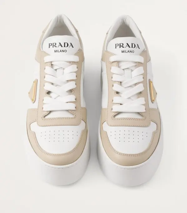 Prada Leather Platform Downtown Sneakers