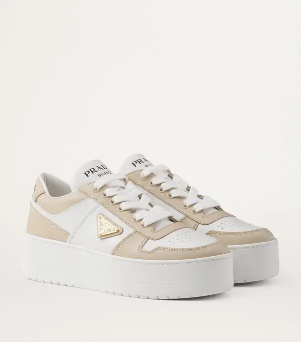 Prada Leather Platform Downtown Sneakers