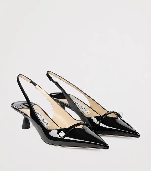 JIMMY CHOO Amita 45 Leather Slingback Pumps - Black