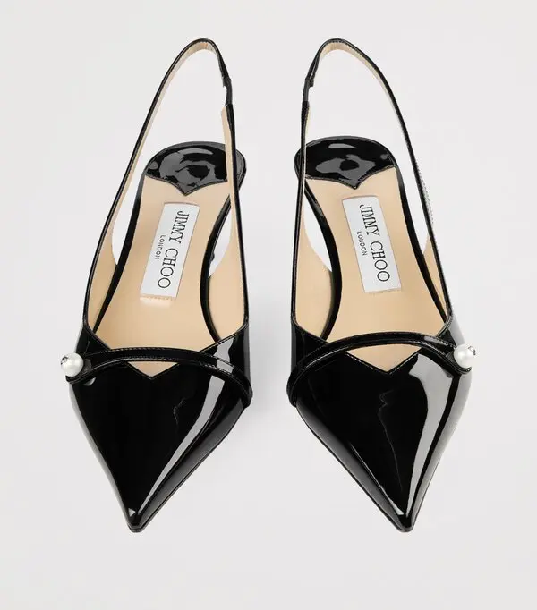 JIMMY CHOO Amita 45 Leather Slingback Pumps - Black