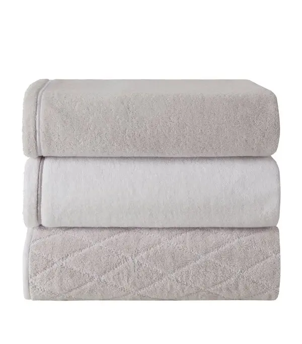 YVES DELORME COUTURE Duetto Brume Hand Towel - Brume/blanc