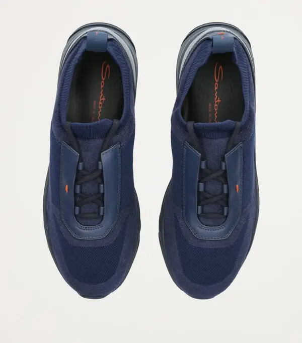 Santoni Technical-knit Runner Sneakers - Navy