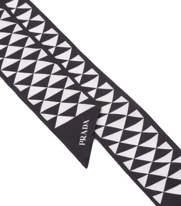 Prada Silk Triangle Skinny Scarf - Black
