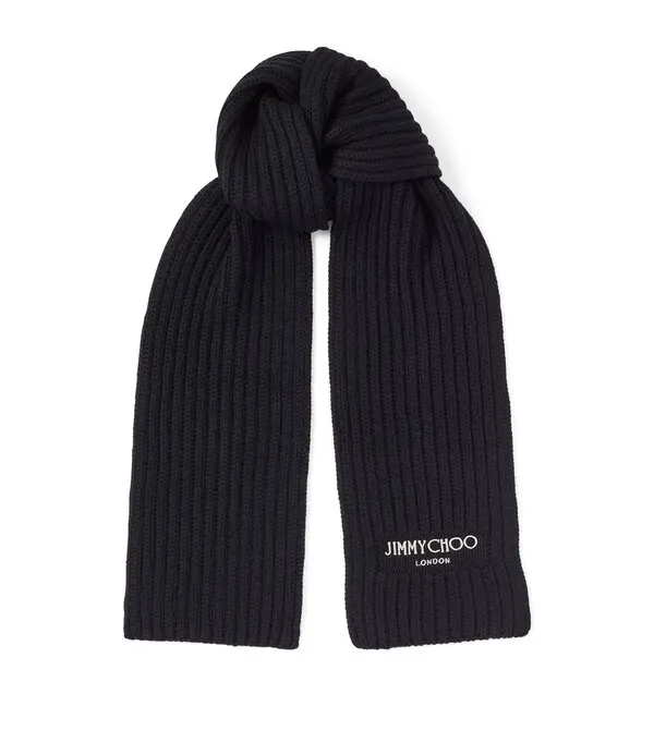 JIMMY CHOO Yukiko Virgin Wool Scarf - Black