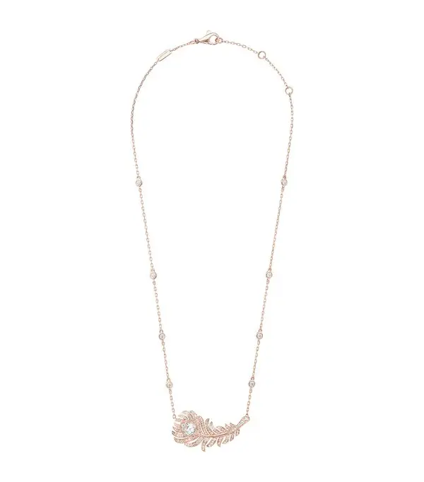 Boucheron Plume De Paon Diamond And Rose Gold Necklace - Pink