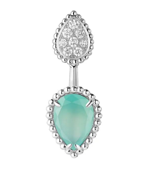 Boucheron White Gold, Diamond, And Aquaprase Serpent Bohème Earring - Blue