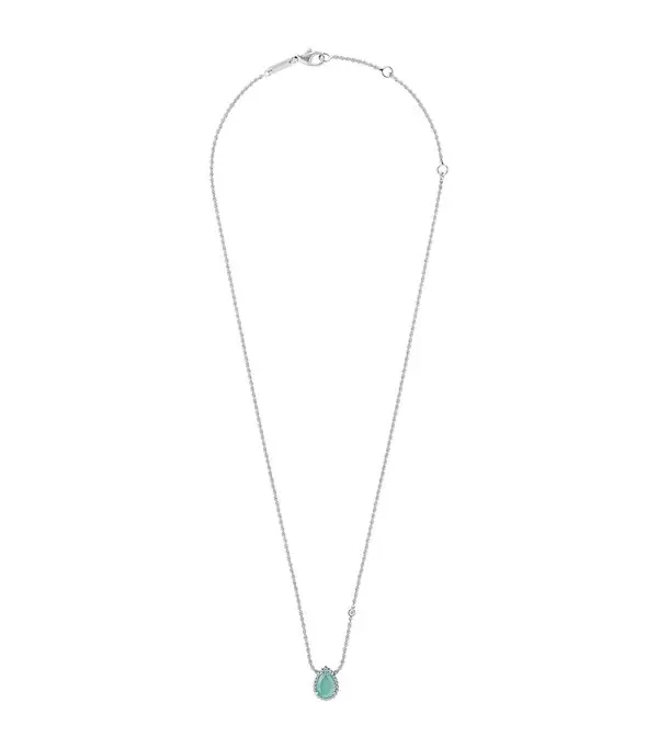 Boucheron White Gold, Aquaprase, And Diamond Serpent Bohème Pendant - Blue