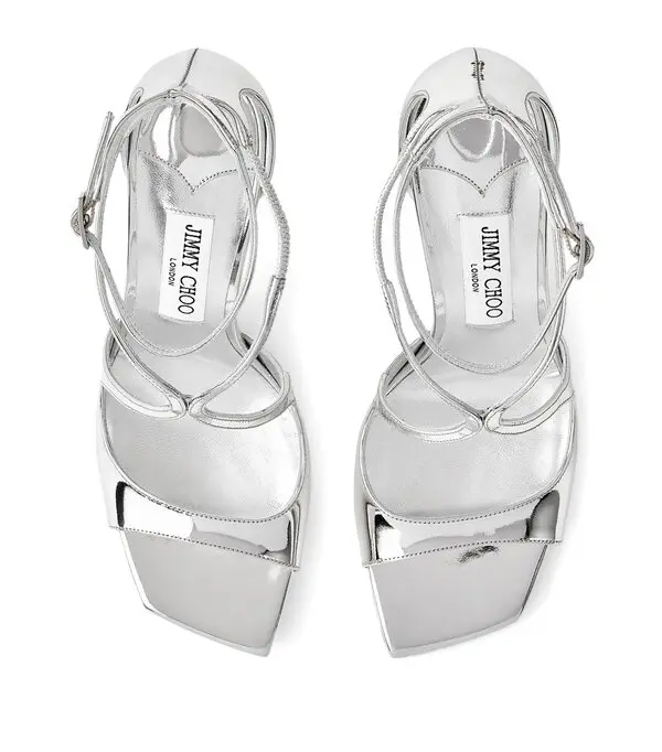 JIMMY CHOO Azia 95 Leather Sandals - Silver