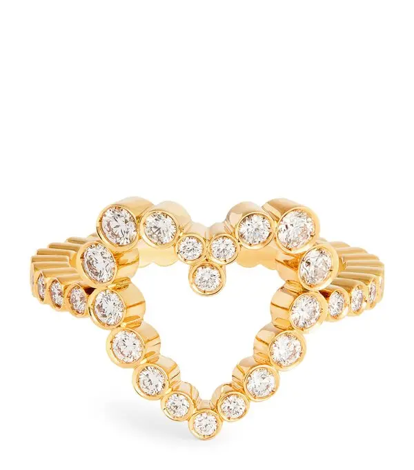Sophie Bille Brahe Yellow And Diamond Heart Ring - Gold